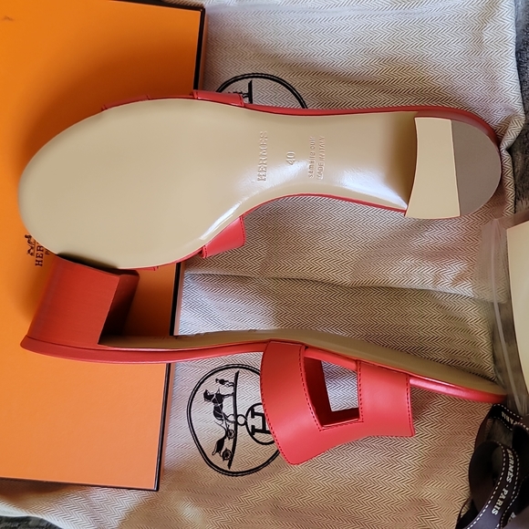 Hermes | Shoes | Hermes Oasis Hill Sandal Rouge Ribis Calfskin Leather ...